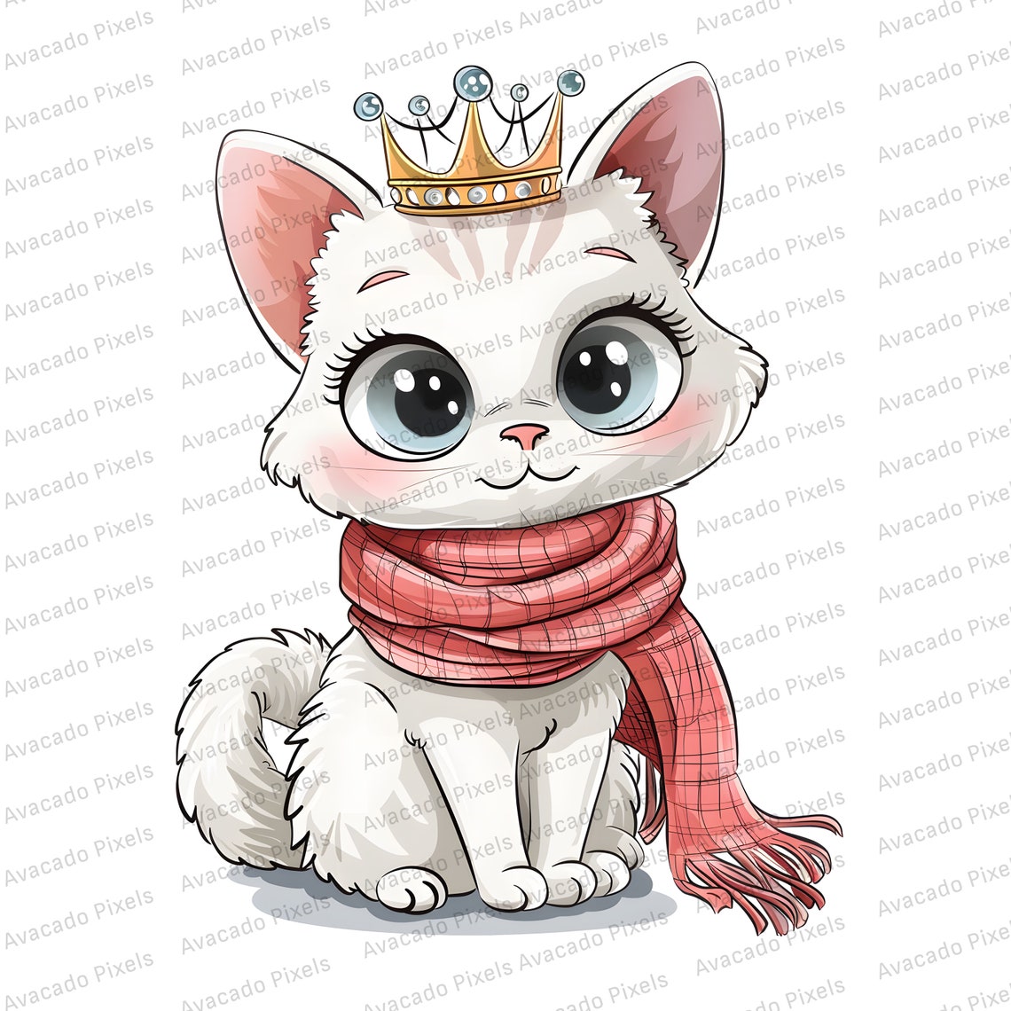 Princess Kittens Watercolor Clipart Png, Kitten Png,cute Kitten Png ...