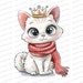 Princess Kittens Watercolor Clipart Png, Kitten Png,cute Kitten Png ...