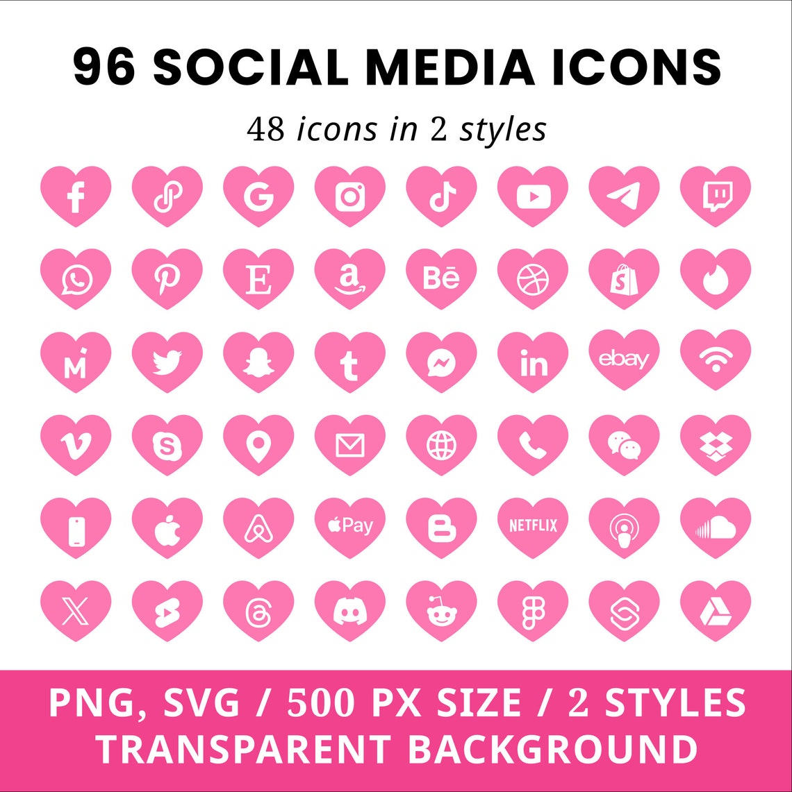 Pink Social Media Icons, Icon Packs SVG PNG, Threads, Email Signature ...