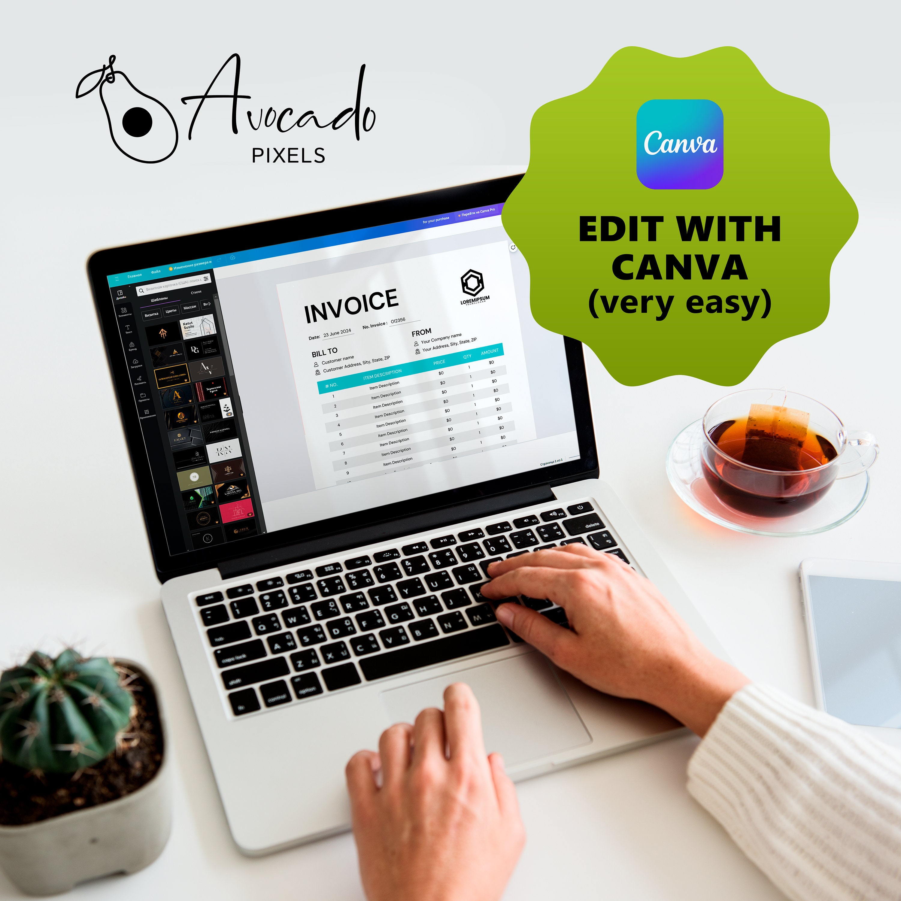 Invoice Template Editable Canva, Small Business Custom Order Form ...