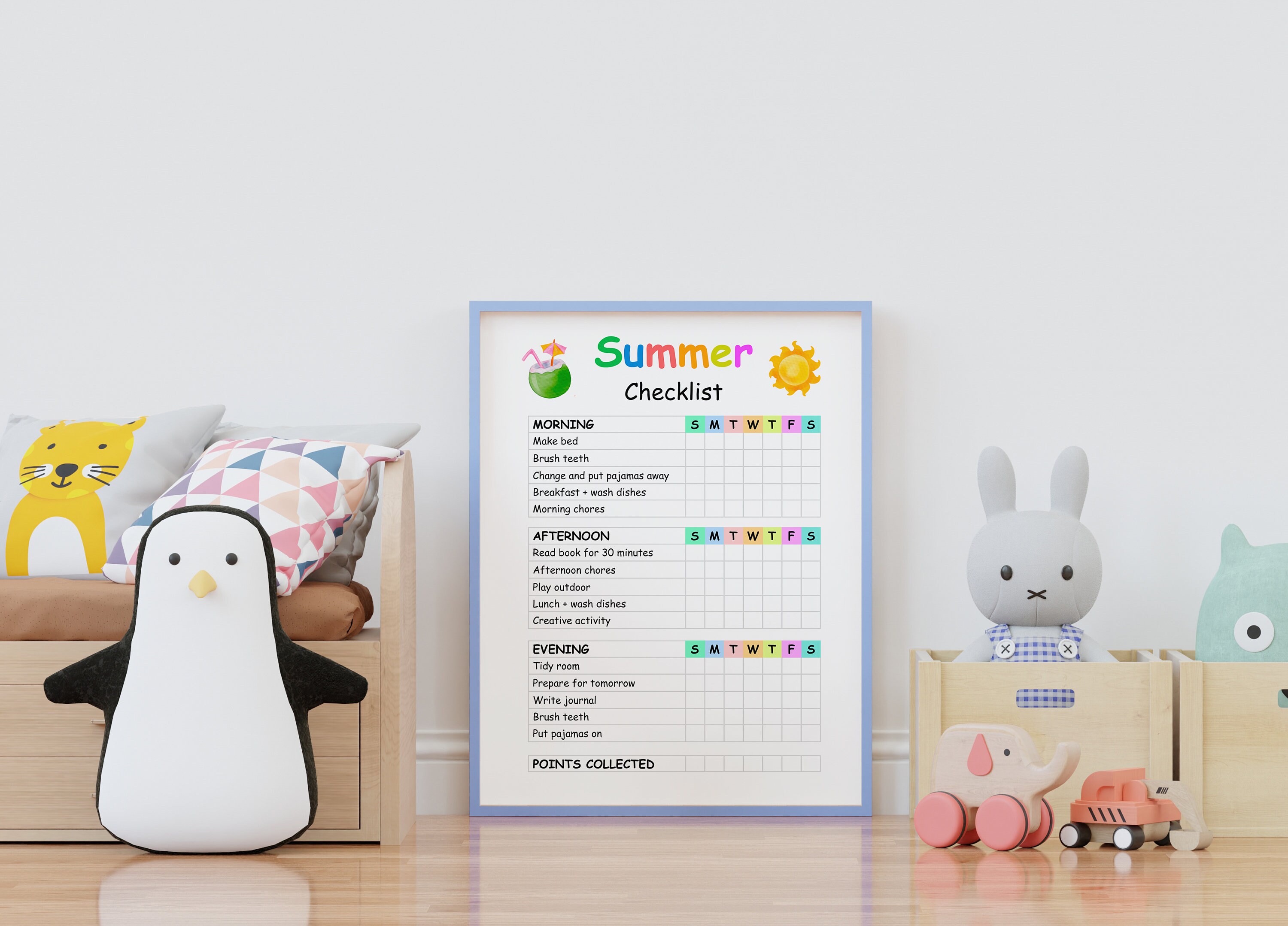 Summer Schedule Chore Chart for Kids, Screentime Checklist, Bucket List ...