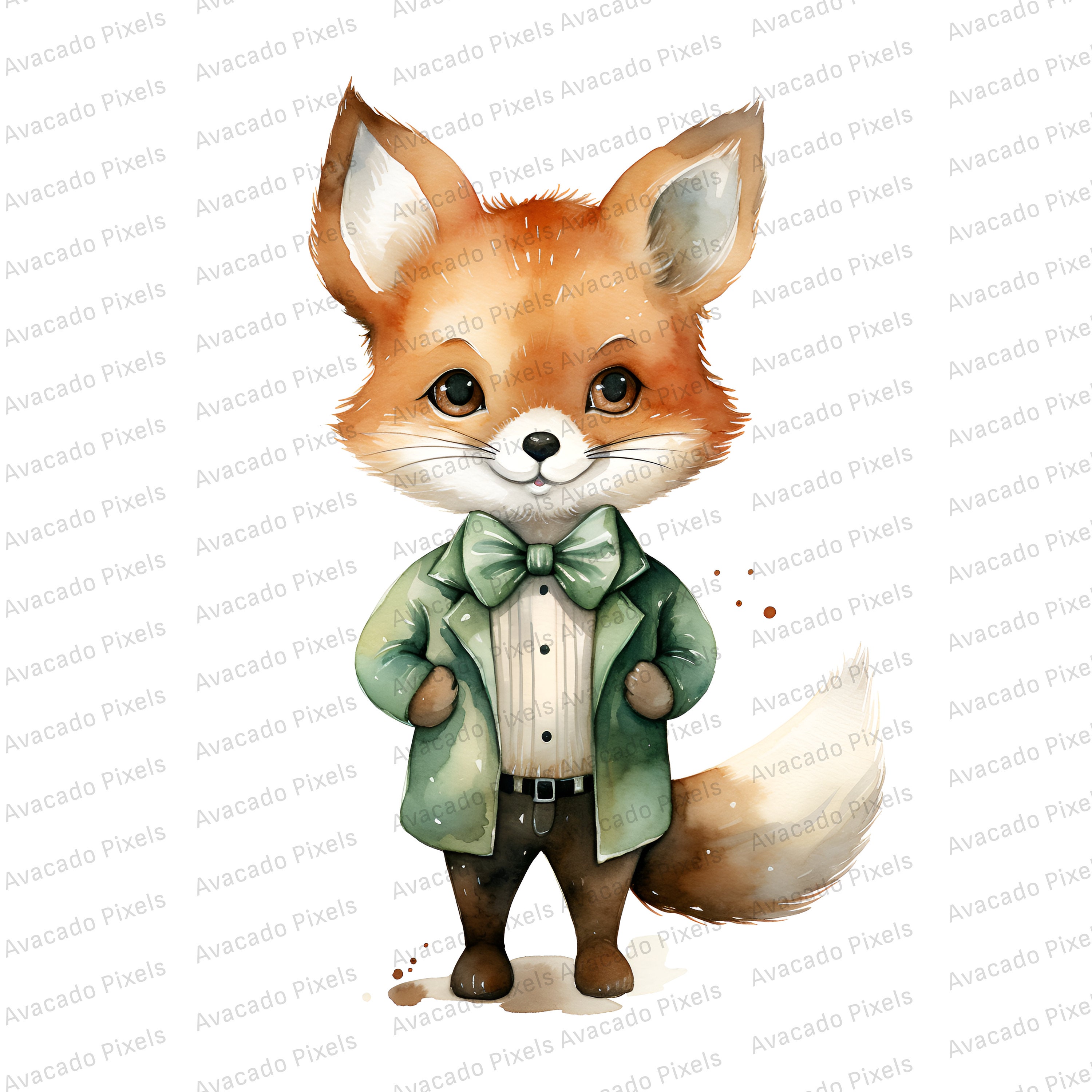 Cute Fox Clipart, Fox Illustration, Printable Watercolor Clipart, High ...