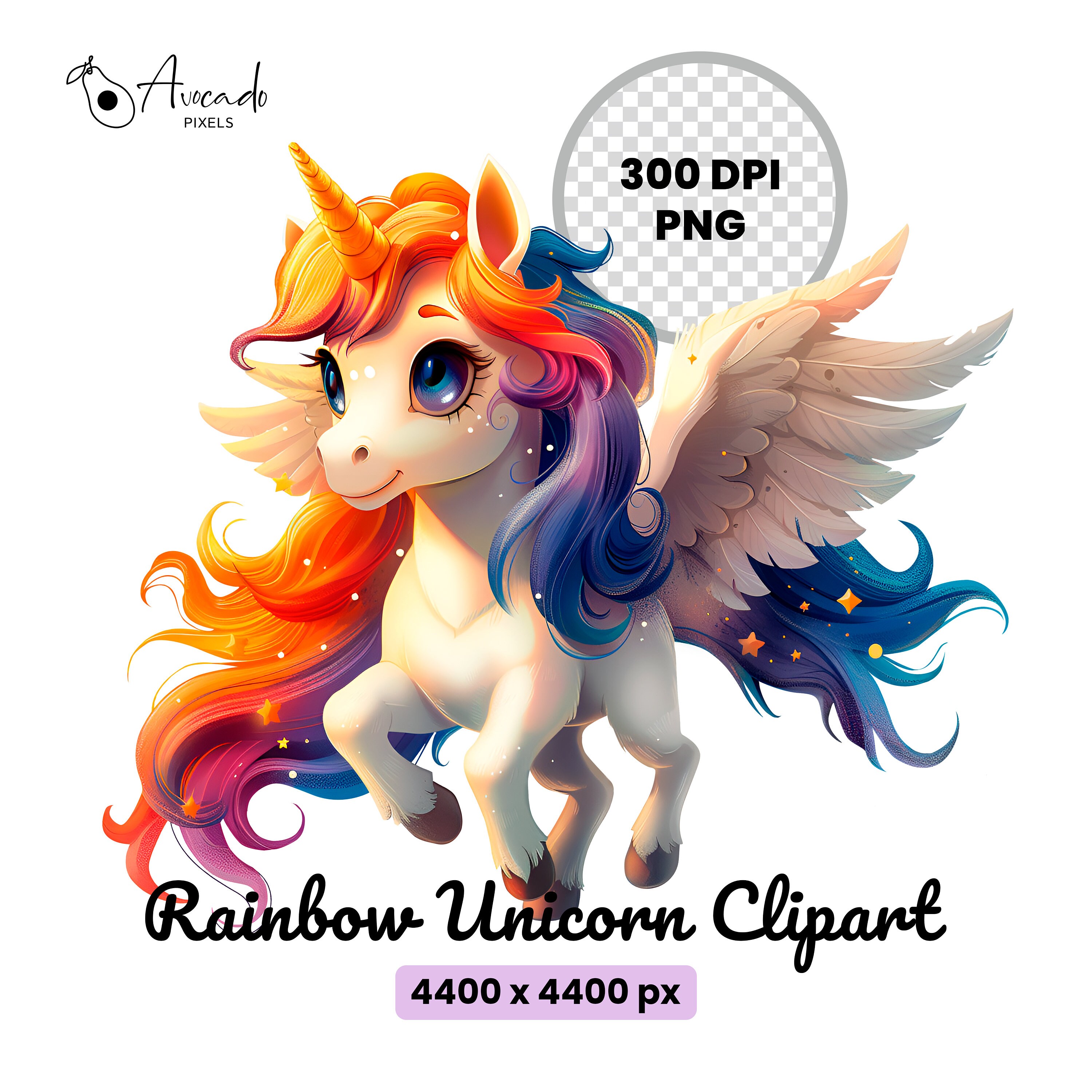 Unicorn, Cute Rainbow Unicorn Clipart Png, Pegasus Unicorn PNG Instant ...