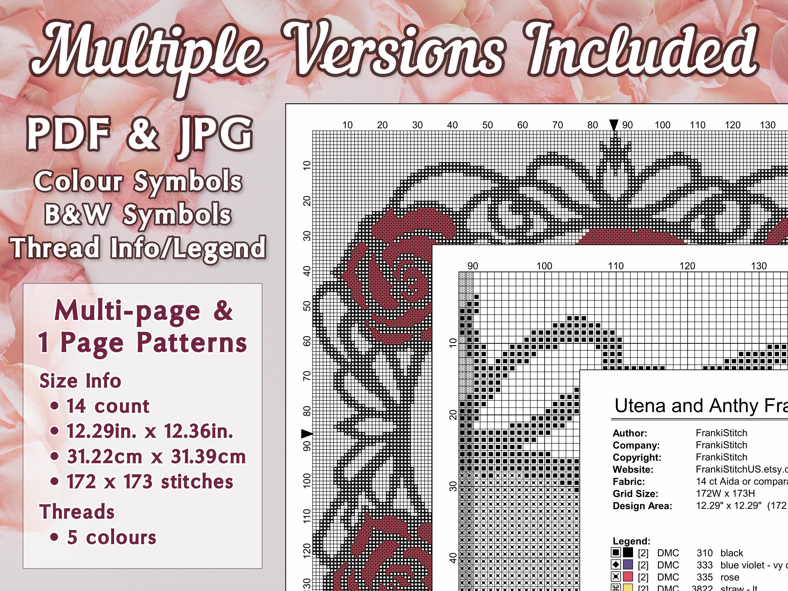 Utena and Anthy Silhouette Cross-stitch Pattern - Revolutionary Girl ...