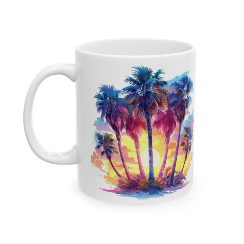Palm Trees Mug, Palm Tree, Sunset, Coffee, Tea, Watercolor, Nature ...
