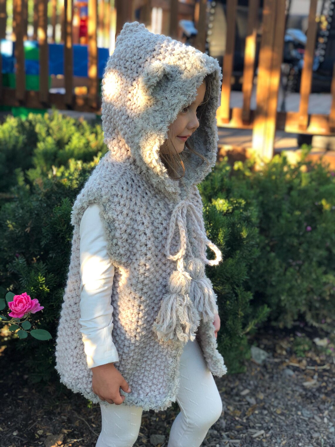 Knitting Pattern – Children’s Teddy Vest With Hood & Sleeping Bear Toy ...