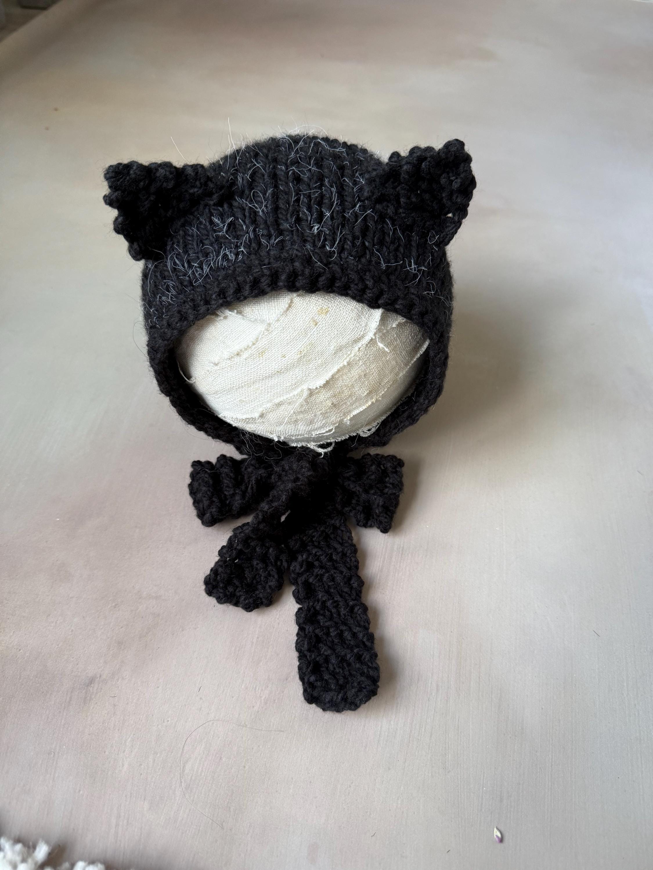 Black Cat Knit Baby Bonnet Pattern – Chunky Yarn, Sizes 0-3M to 2-3T ...