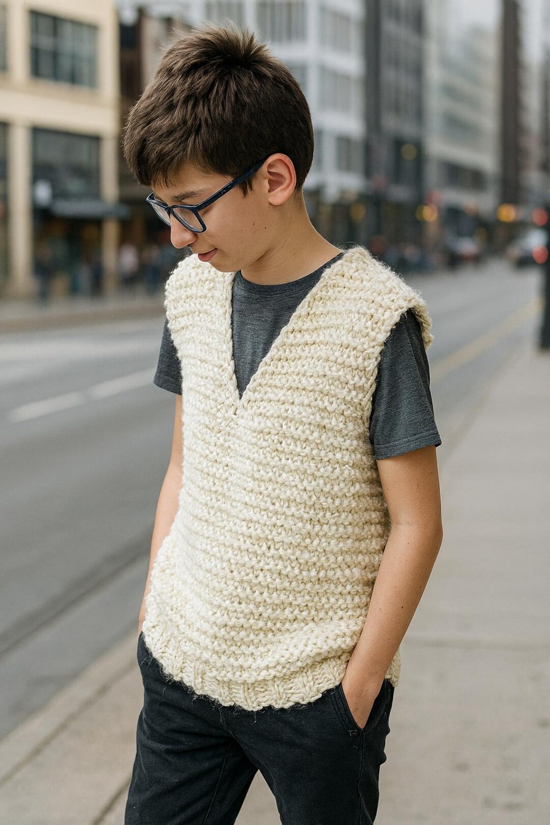 Garter Stitch Knit Vest Pattern - Kids V-neck (PDF Pattern) - Etsy