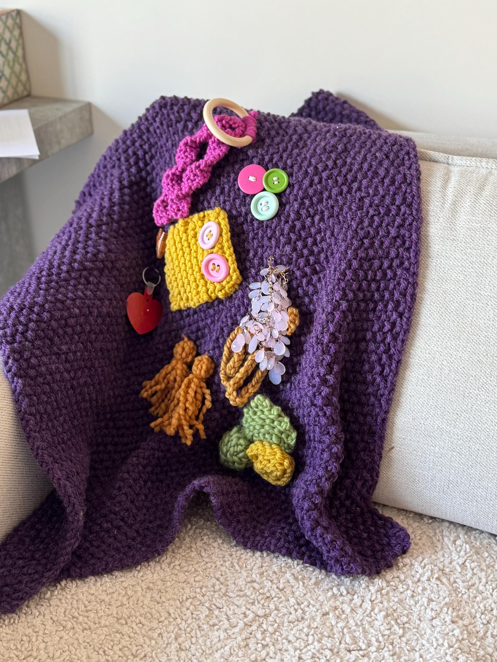 Knitted Fidget Blanket PATTERN: Sensory Activity Lap Blanket (PDF ...