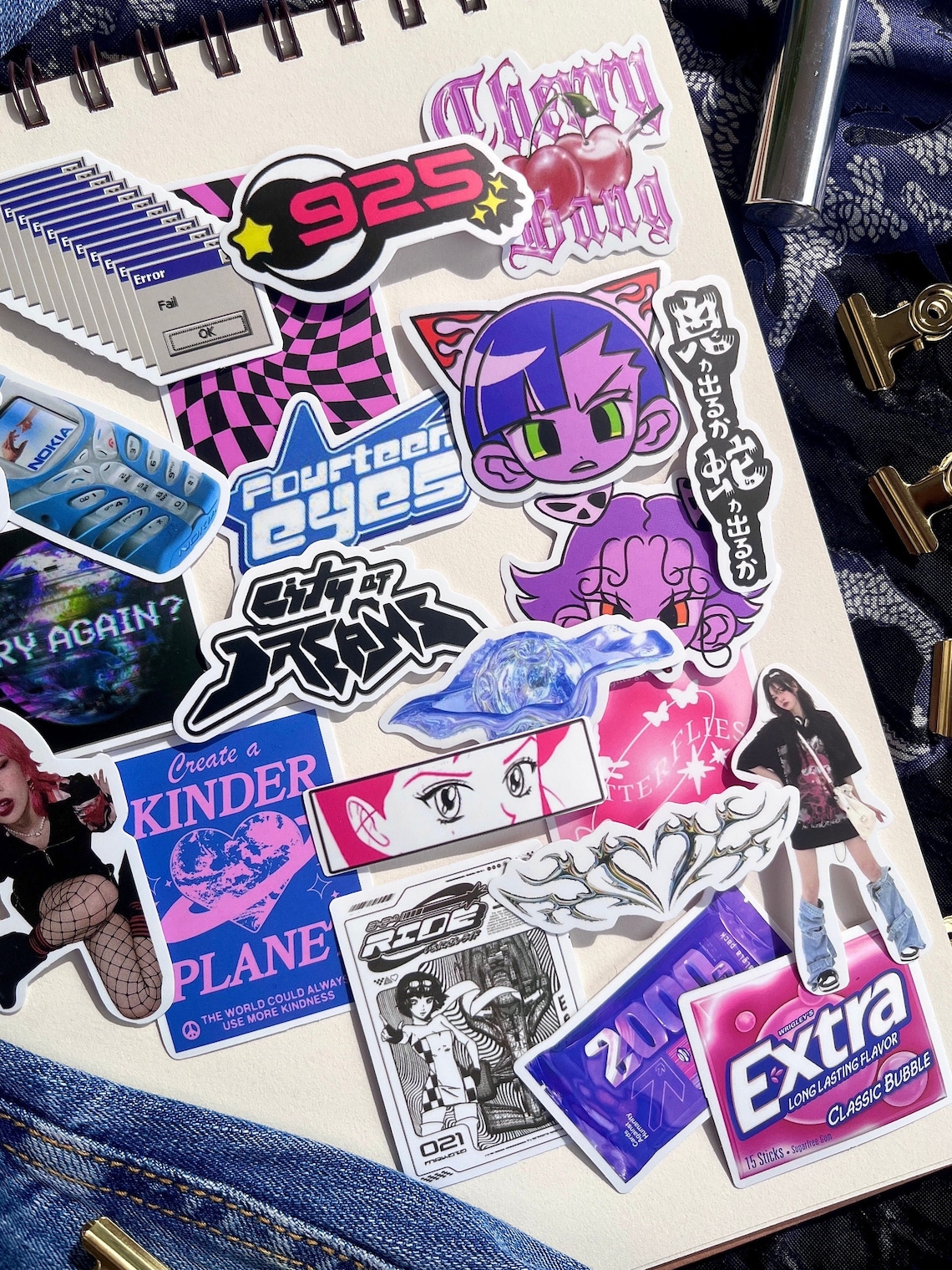 10, 25, 50pcs Sticker Pack of 2000s Y2K It Girl 90s Futuristic ...