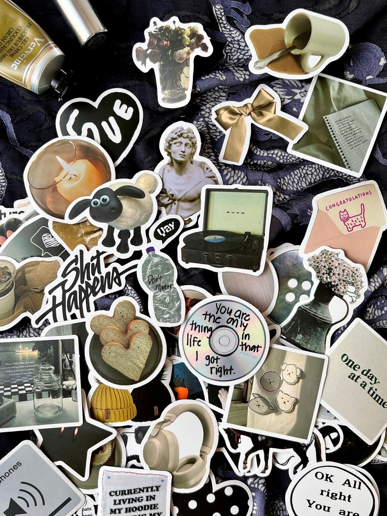 50pcs Sticker Pack of Minimalist Korean Y2K Acubi Modern Life Sad Girl ...