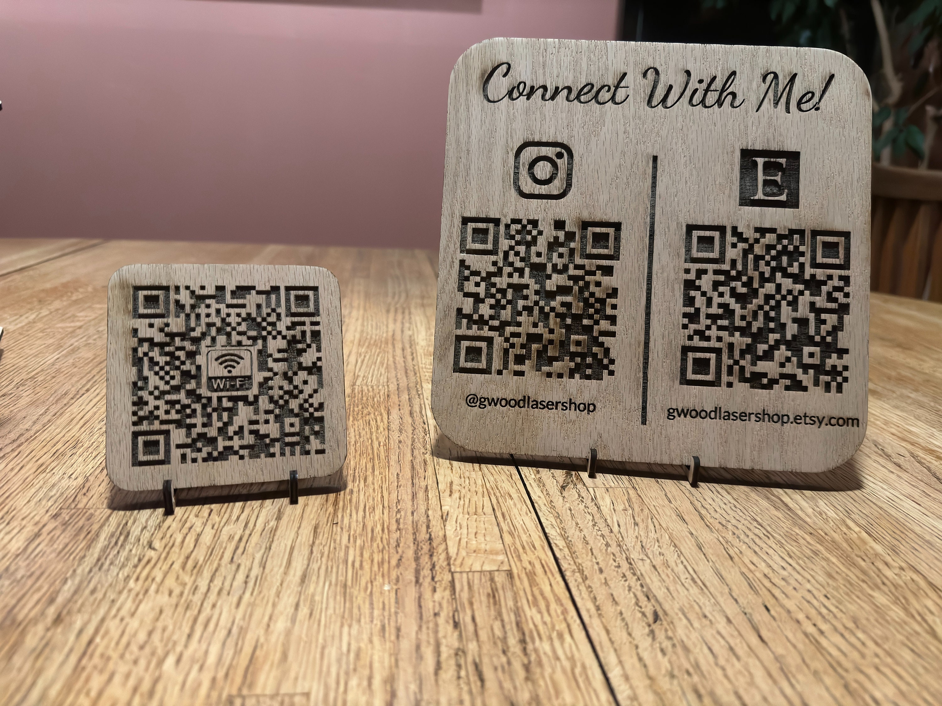 Wooden QR Stand on Oak - Etsy