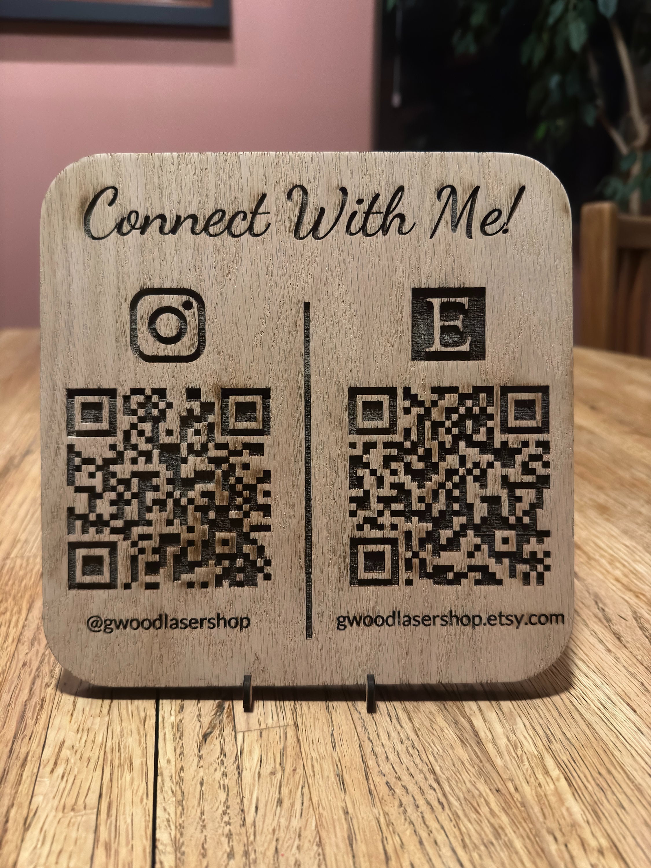 Wooden QR Stand on Oak - Etsy