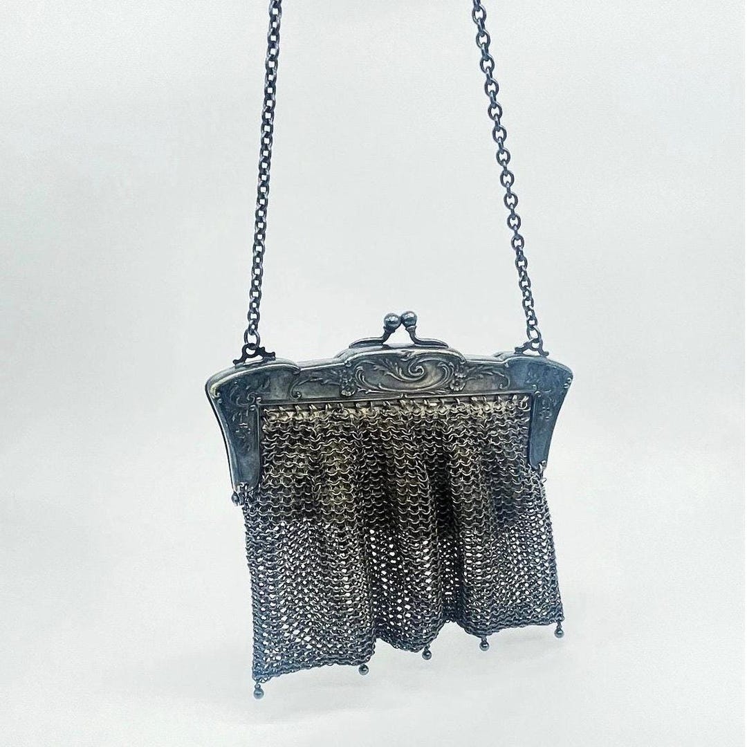 Antique German Engraved Chainmail Mesh Purse - Etsy