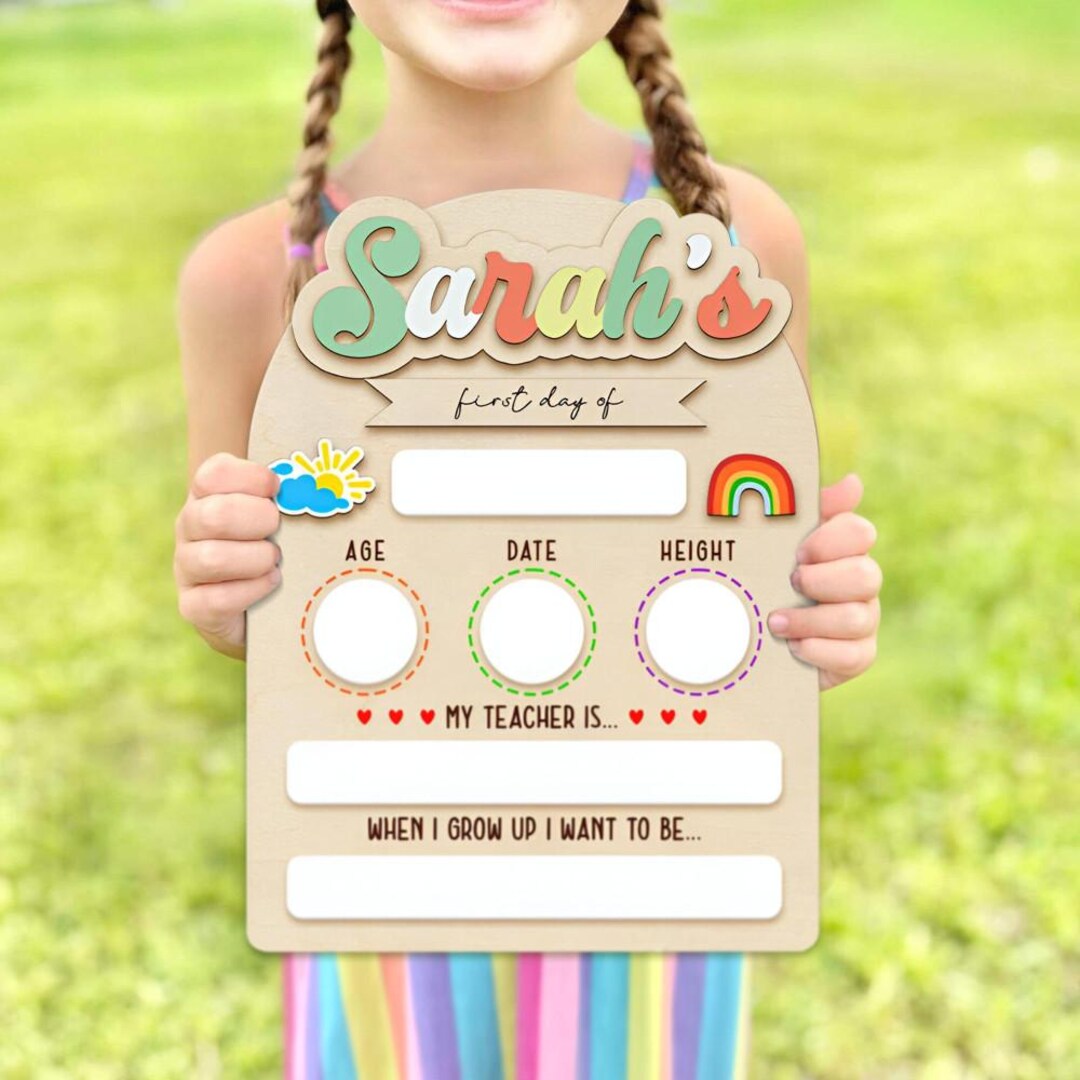 Personalized First Day of School Sign Custom Random Color Name ...
