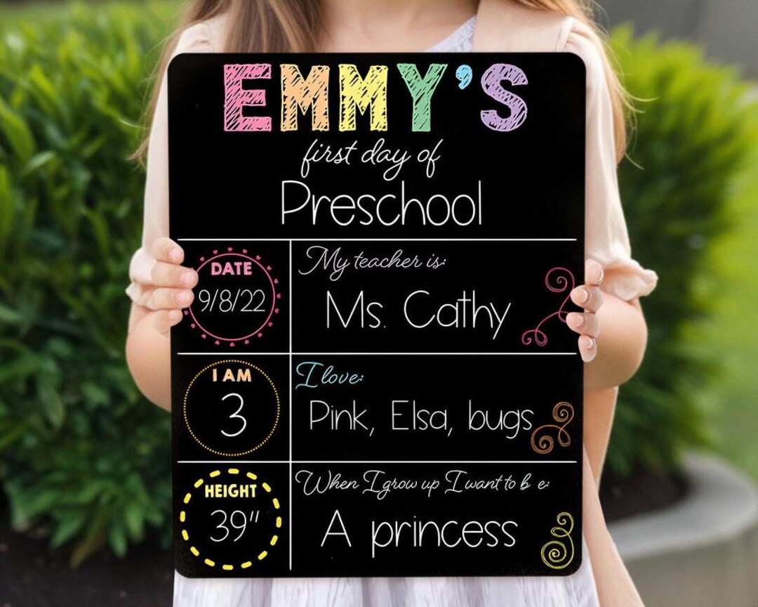 Personalized Name First Day of School Sign With Random Color Simple ...