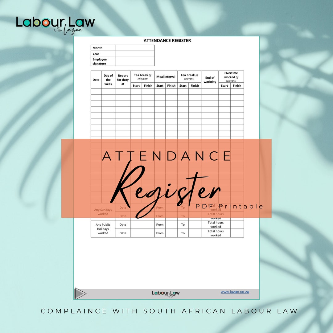 Attendance Register Template Compliance With South African Labour Law ...