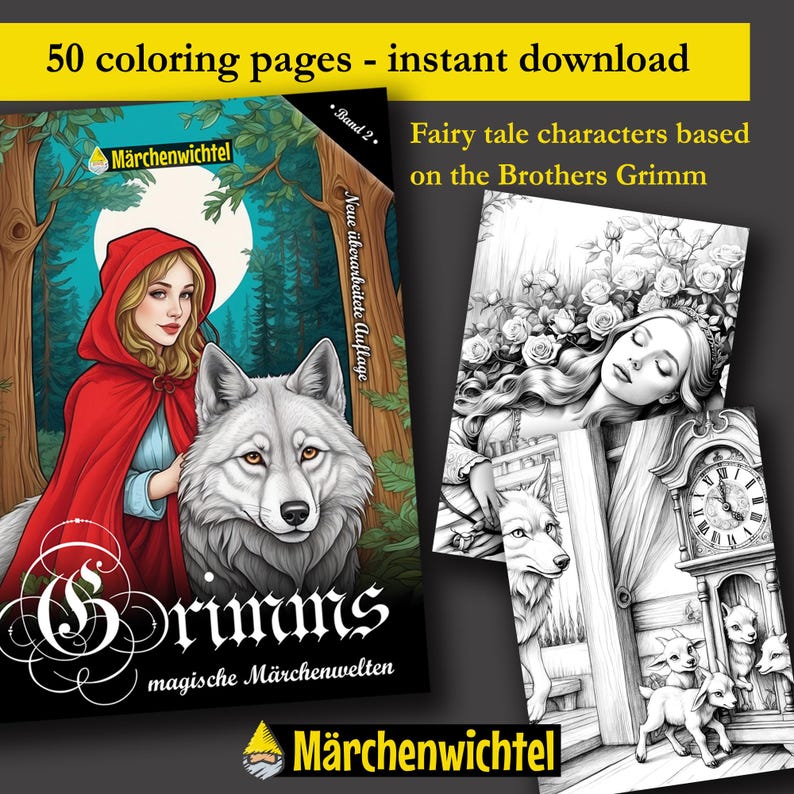 Coloring Pages for Adults - Grimm's Fairy Tales Volume II: 50 Complex ...