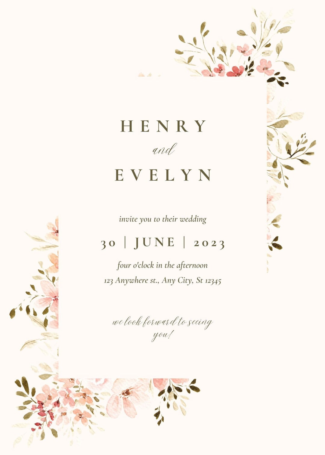Custom Floral Wedding Invitation Watercolour - Etsy