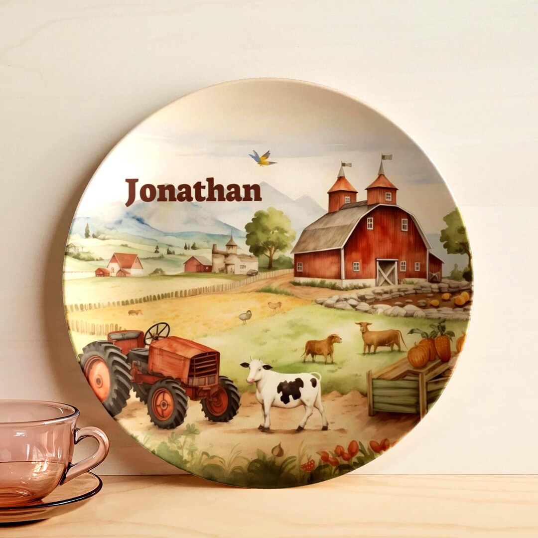 Personalized Toddler Plate: Countryside Farm Animals, 10 Inch Bpa-free ...