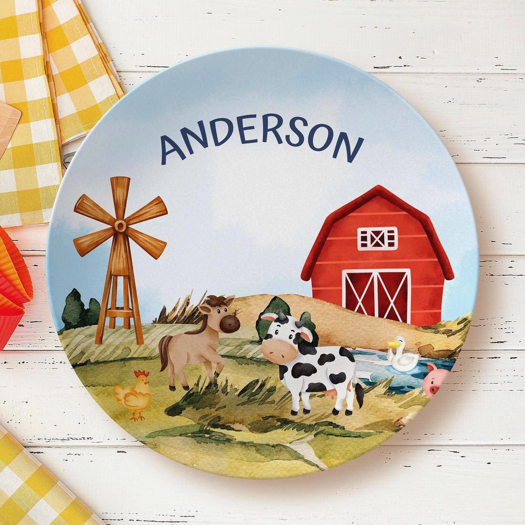 Personalized Farm Animals Plate: Custom Kids Dinnerware - Etsy