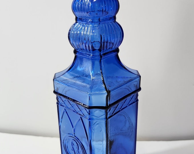 Cobalt Blue Square Decorative Bottle Decanter Olive Oil - Etsy