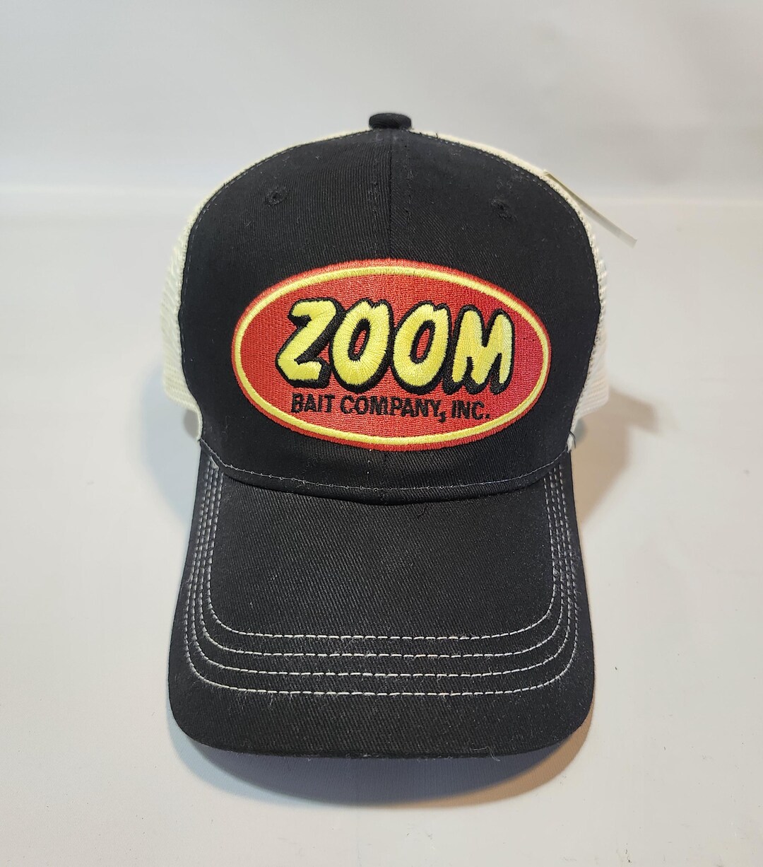 ZOOM Bait Company Black and Cream Mesh Hook and Loop Closure Truckers ...