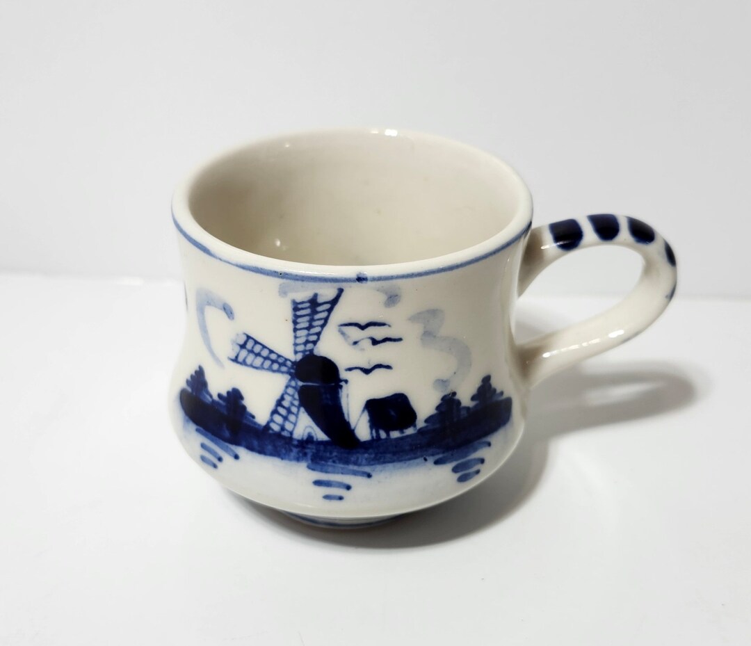 Vintage Delft Blue Mug Cup Windmill Dutch Flower - Etsy