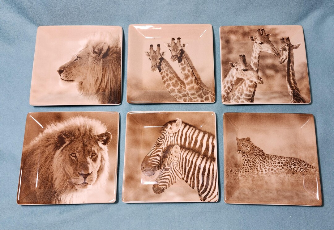 Dario Farrucci Designs Appetizer Dessert African Safari 5 1/2 Lot of 6 ...