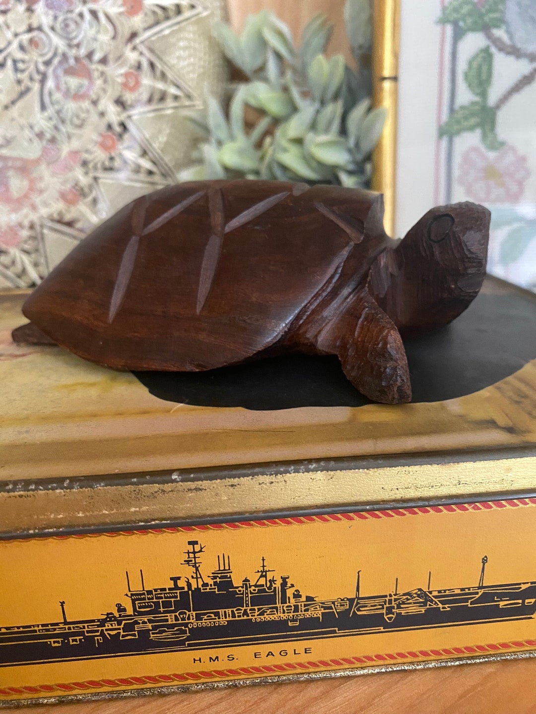 Vintage Hand Carved Wood Turtle Cute Figurine Knick Knack Animal - Etsy