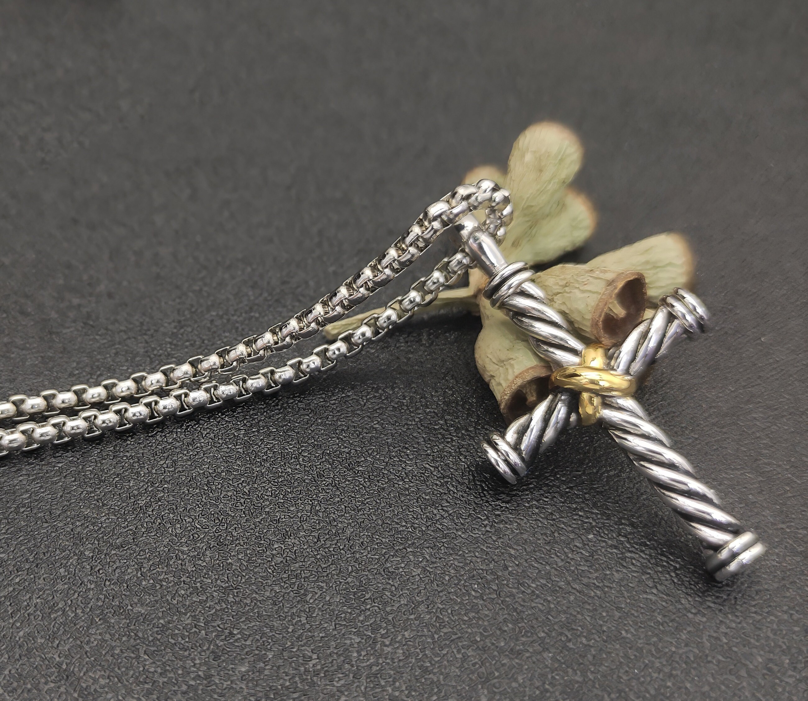 Cable Cross Necklace, X Classic Cable Necklace, Christian Cross Pendant ...