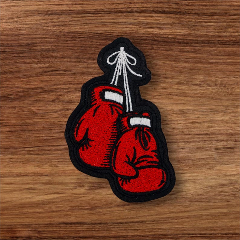 Red Boxing Gloves Tied Together Embroidered Patch Iron On. Size: 3.9 X ...