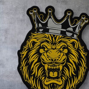 Golden Lion King With Silver Crown Large Embroidered Back Patch. Size ...
