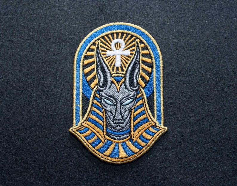 Egyptian Mystique Skull Sphinx Pharaoh Mummy Embroidered Patch. Size 5 X 3.5 Inches. Anubis Head ...