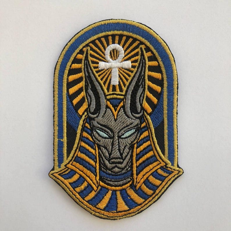 Egyptian Mystique Skull Sphinx Pharaoh Mummy Embroidered Patch. Size 5 X 3.5 Inches. Anubis Head ...