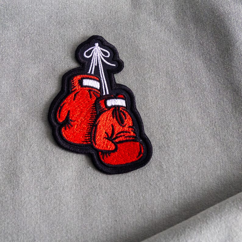 Red Boxing Gloves Tied Together Embroidered Patch Iron On. Size: 3.9 X ...