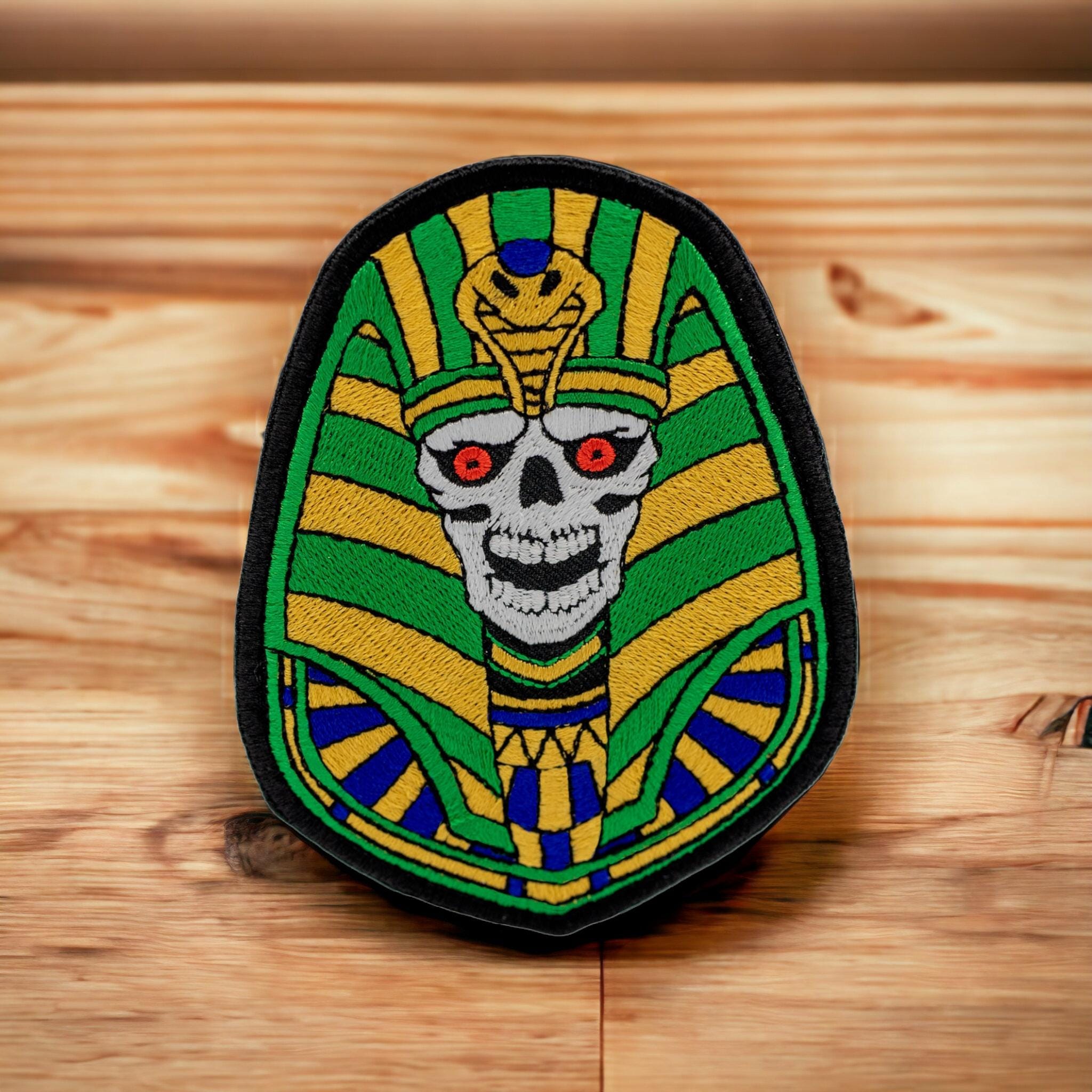 Egyptian Mystique Skull Sphinx Pharaoh Mummy Embroidered Patch. Size 5 X 3.5 Inches. Anubis Head ...