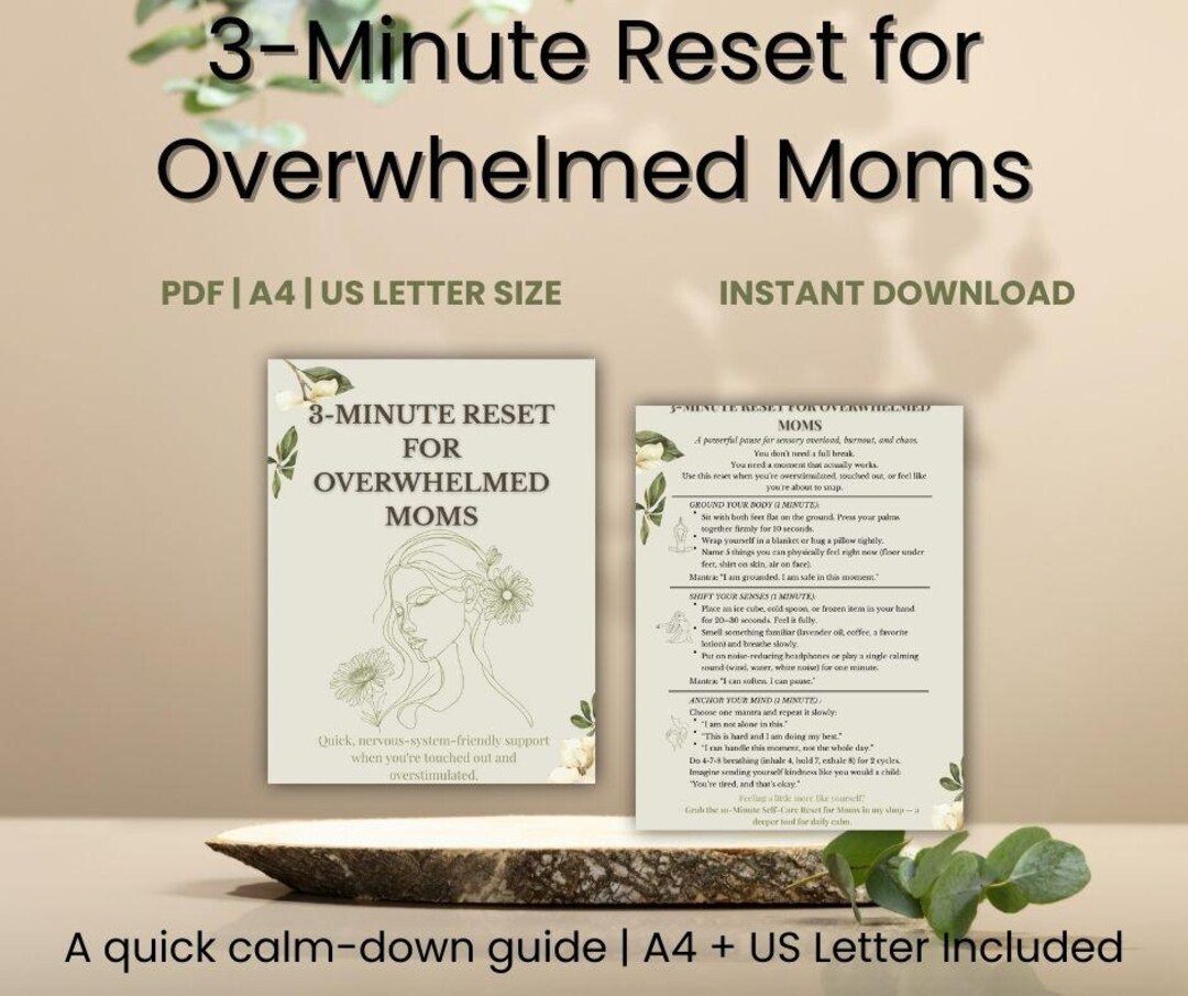3-minute Self-care Reset for Overwhelmed Moms | Printable Nervous ...