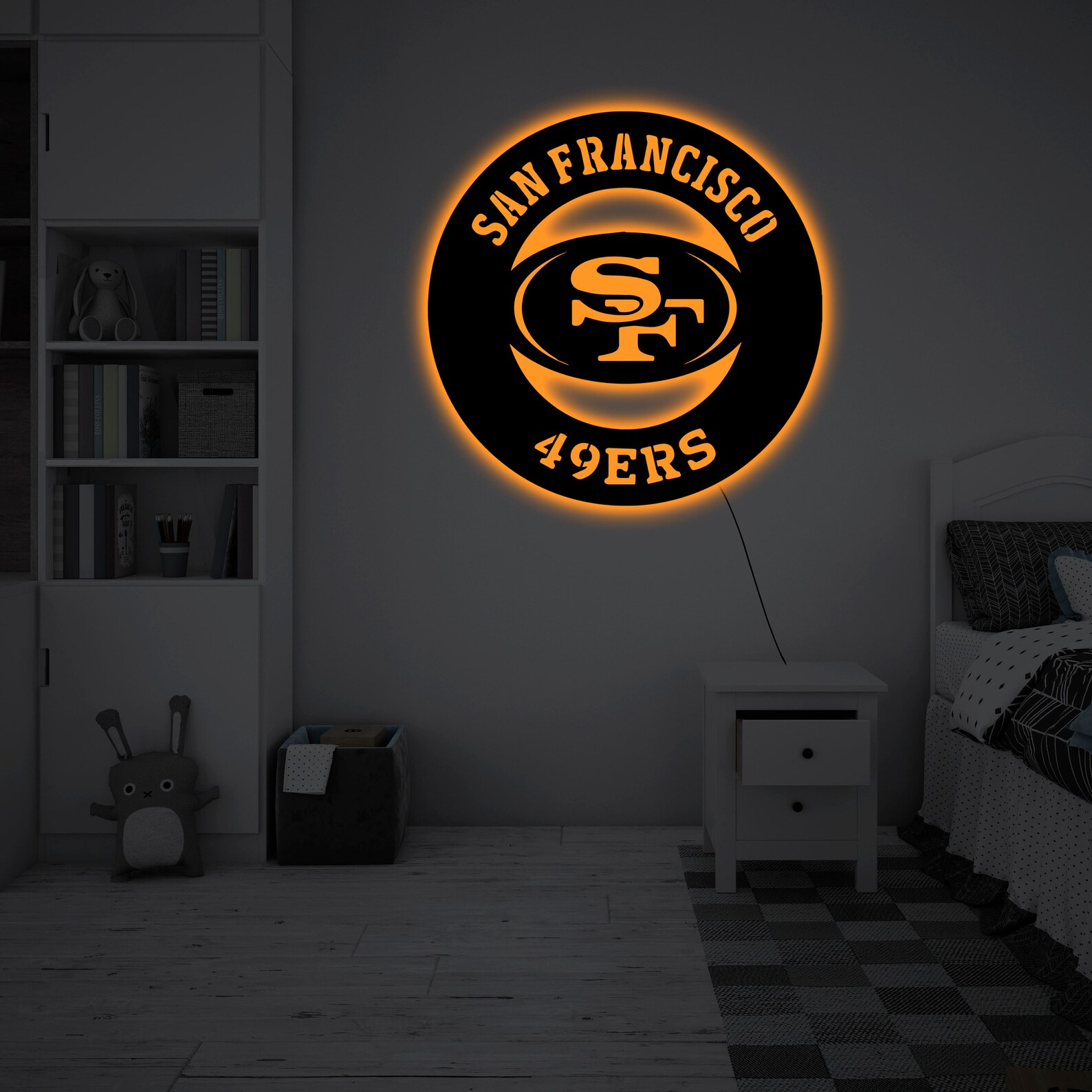 SF 49ers Inspired LED Wooden Wall Hanging Decor San Francisco 49ers Led ...