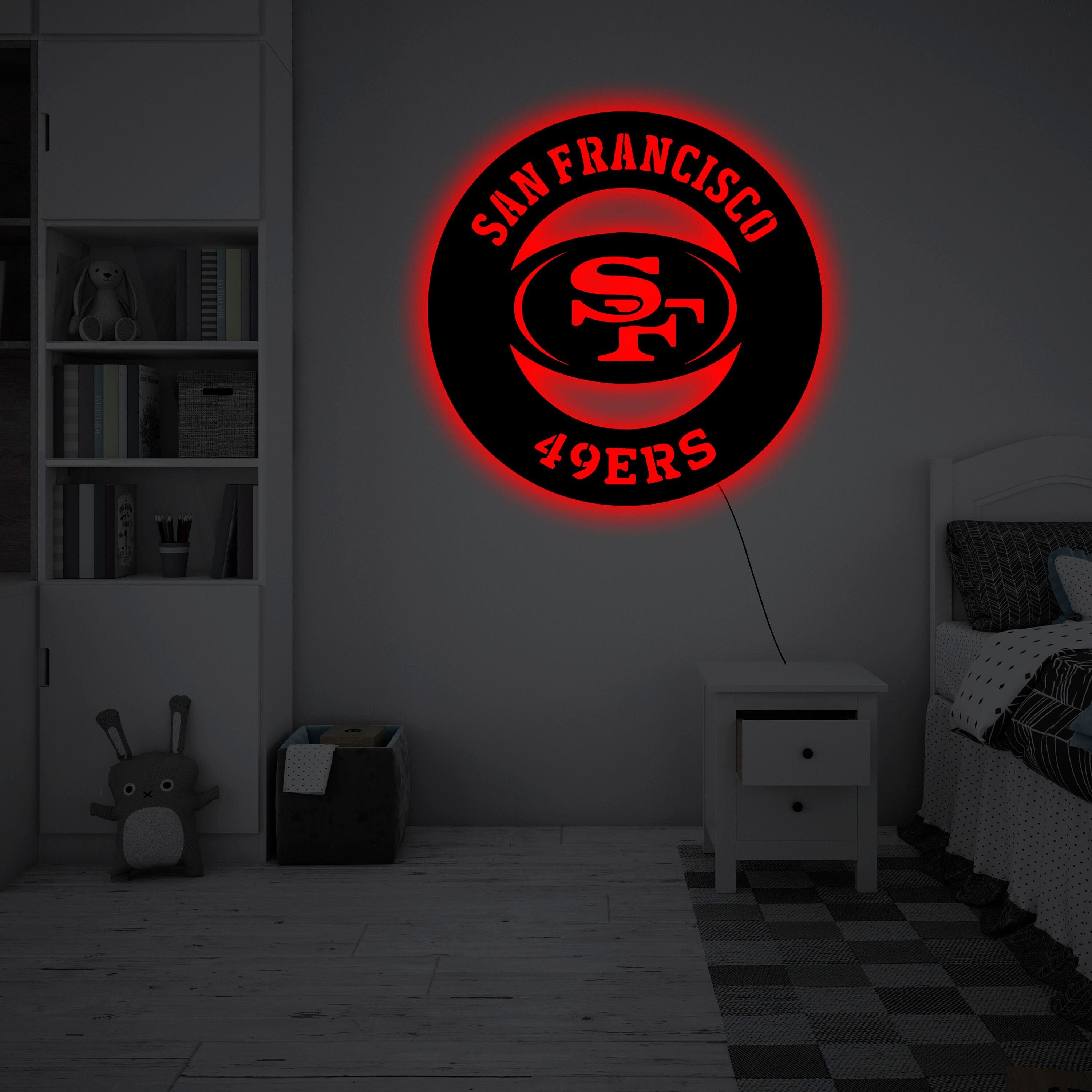 SF 49ers Inspired LED Wooden Wall Hanging Decor San Francisco 49ers Led ...