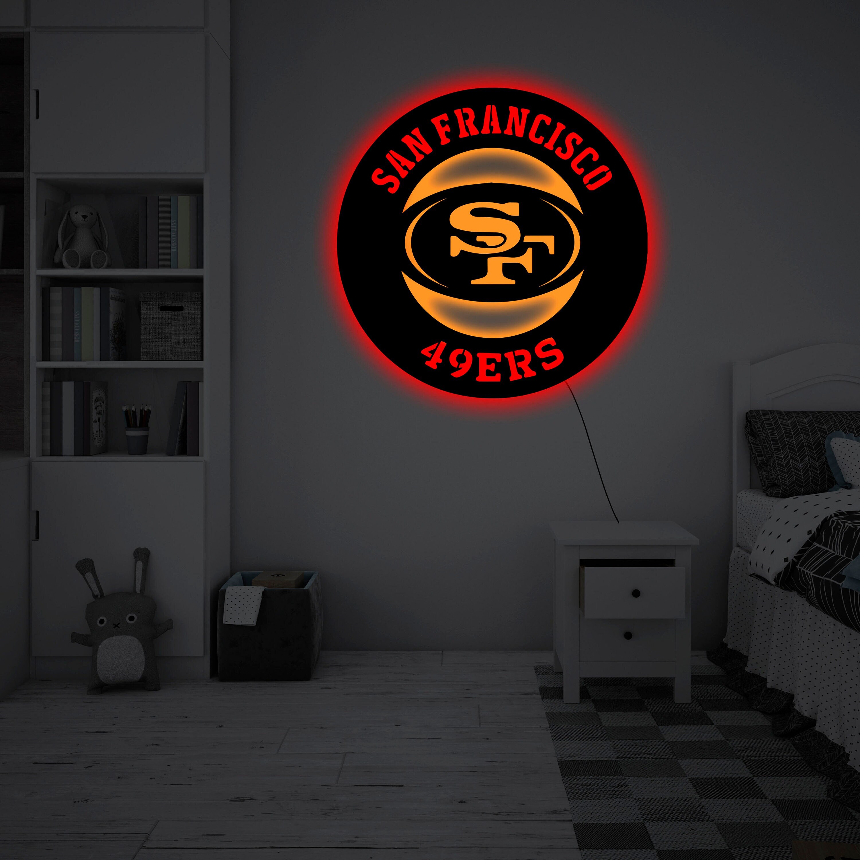 SF 49ers Inspired LED Wooden Wall Hanging Decor San Francisco 49ers Led ...