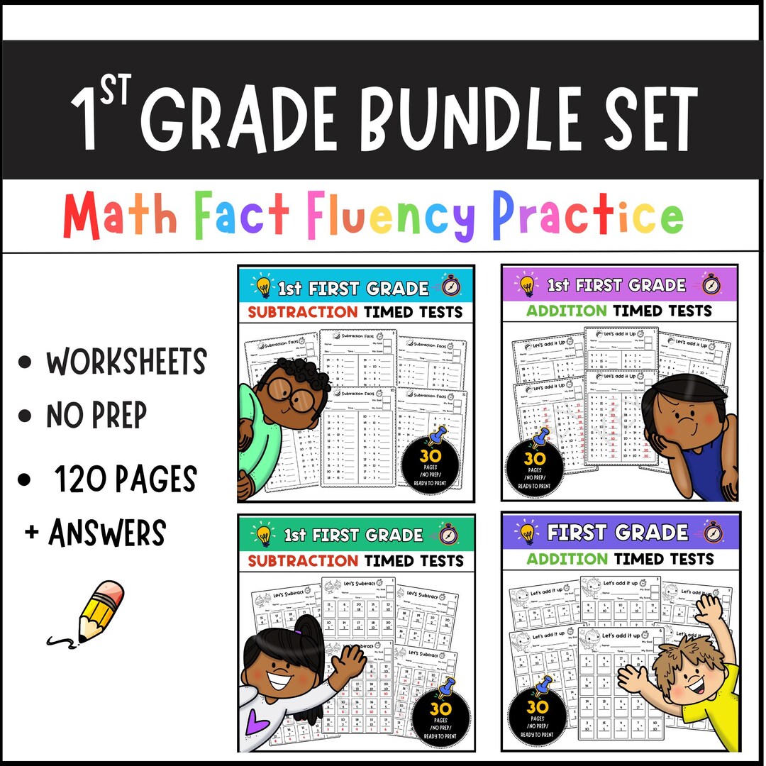 120 Math Worksheets-printable Bundle Mix Addition and Subtraction Facts ...