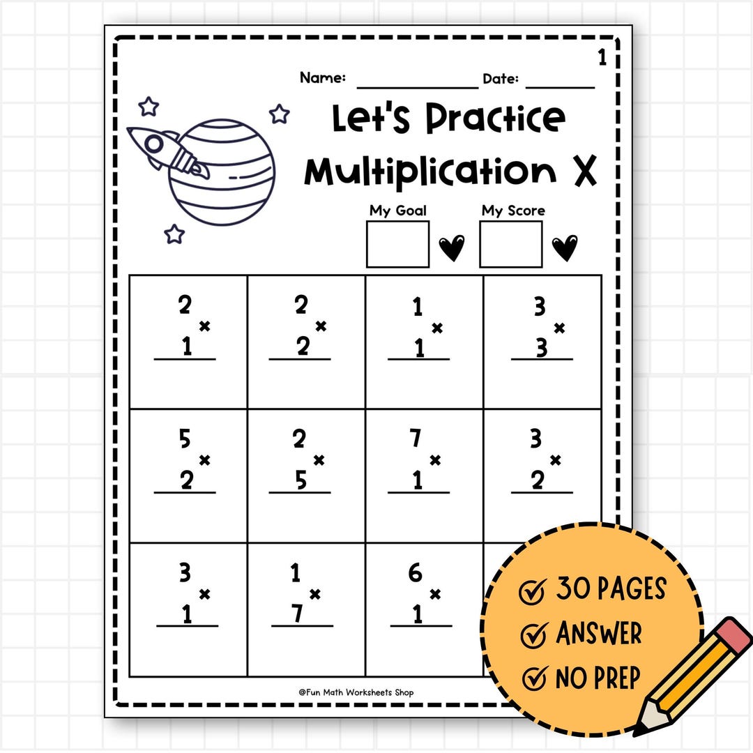30 Printable Multiplication Worksheets, Single Digit Multiplication ...
