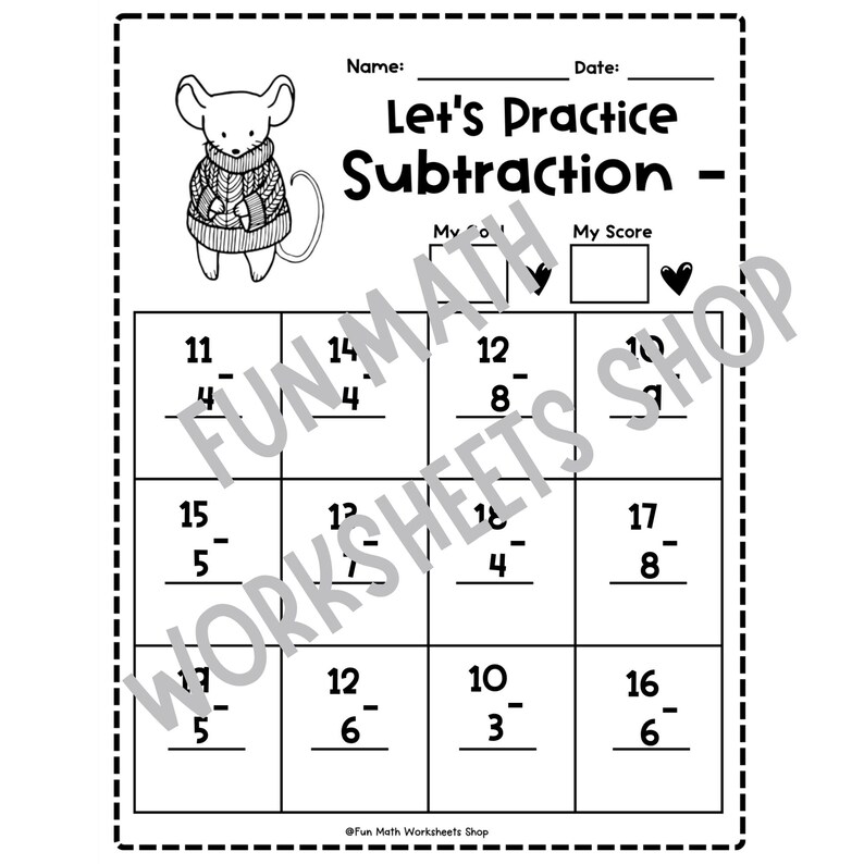 Winter Math Worksheets: Addition & Subtraction to 20 (PDF) - Etsy