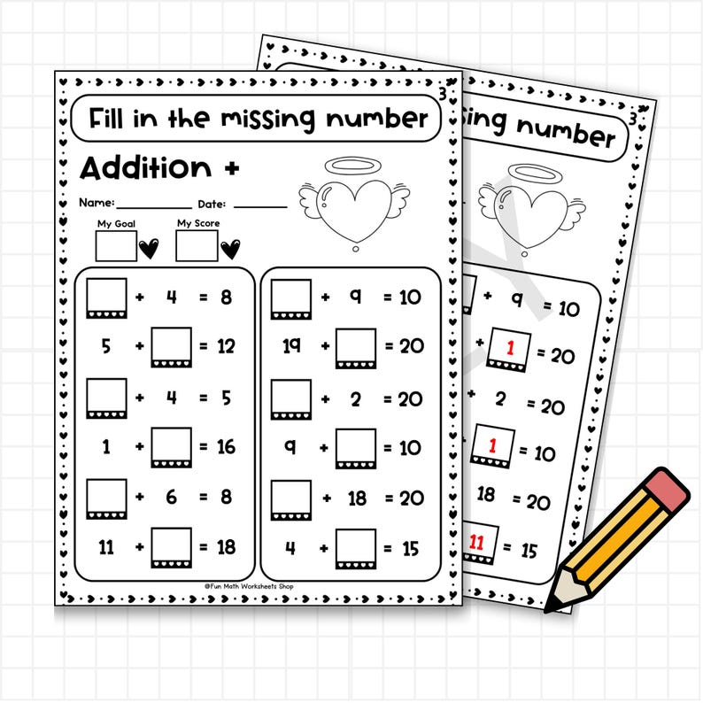 60 Printable Addition and Subtraction Fill in the Blanks Worksheets ...