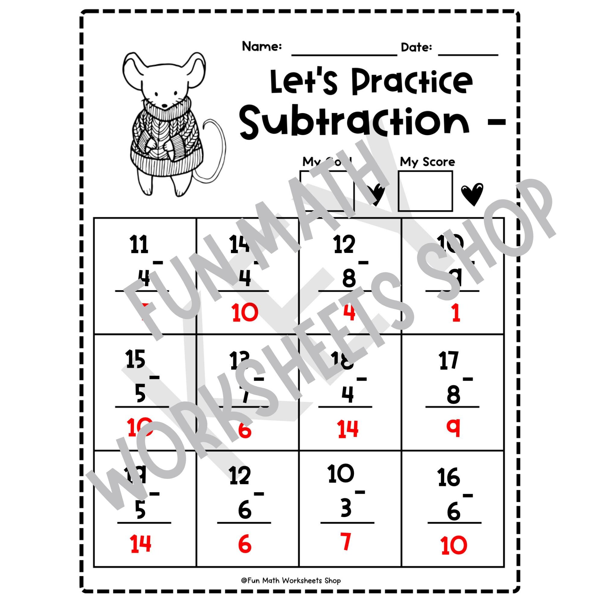 Winter Math Worksheets: Addition & Subtraction to 20 (PDF) - Etsy