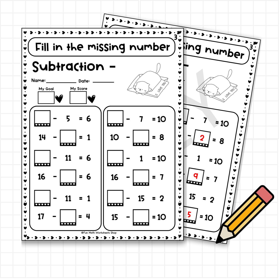 60 Printable Addition and Subtraction Fill in the Blanks Worksheets ...