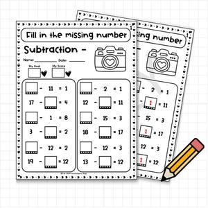60 Printable Addition and Subtraction Fill in the Blanks Worksheets ...