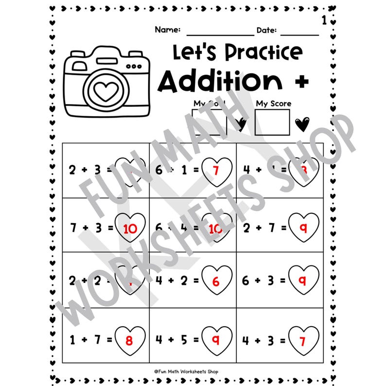 30 Math Worksheets-printable Addition up to 10 Maths Worksheets ...