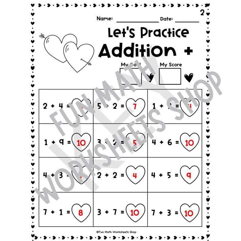 30 Math Worksheets-printable Addition up to 10 Maths Worksheets ...